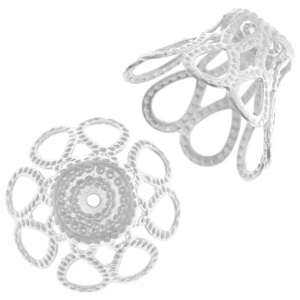 Copette filigranate 16x12 mm Placcatura argento fino x20 - Perles & Co