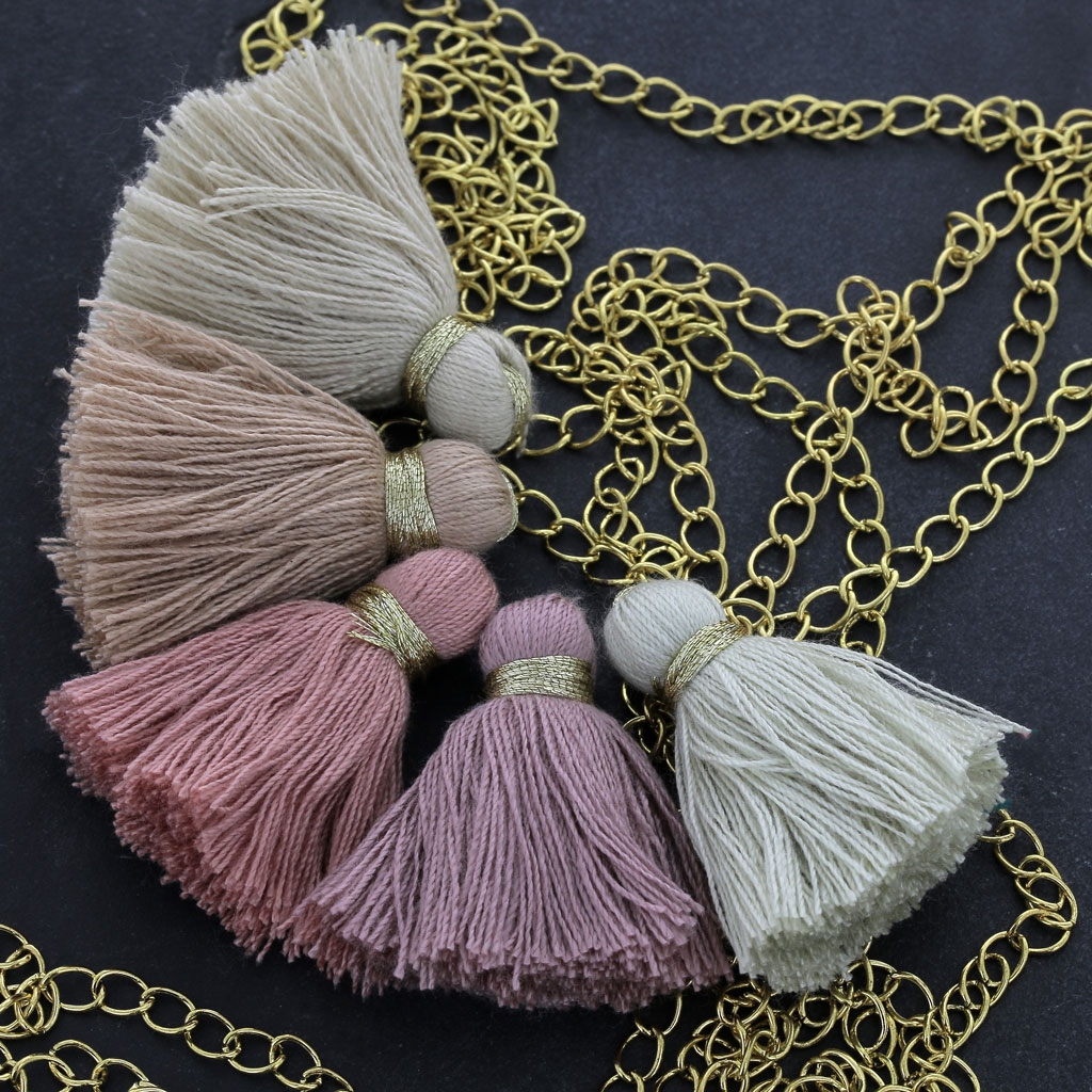 Nappina/pompon imitazione cotone 40 mm Rosa cipria / Dorato x5 - Perles ...