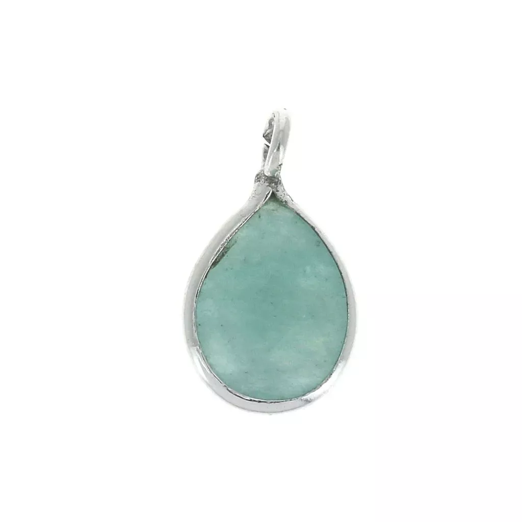 Pendente goccia 6x8mm castone Argento 925 / Amazonite x1 - Perles & Co
