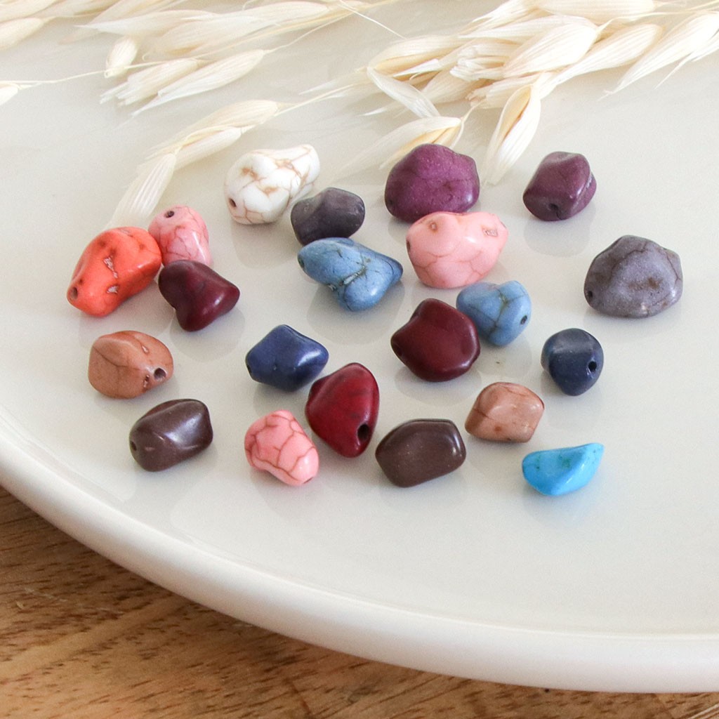 Perla irregolare 15 mm Howlite tinto - Rosa chiaro x1 - Perles & Co