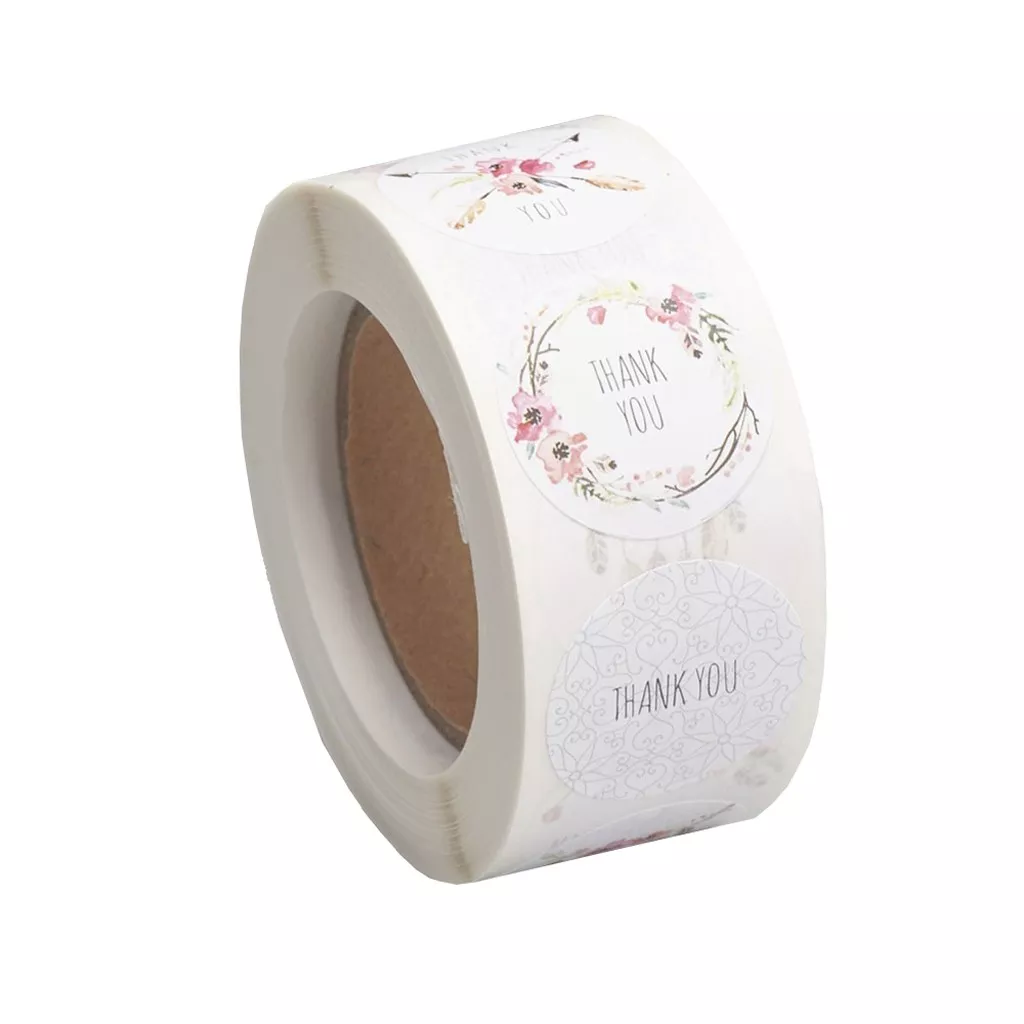 Etichette autoadesive 25 mm - Thank you - Bianco - Multicolore pastello ...