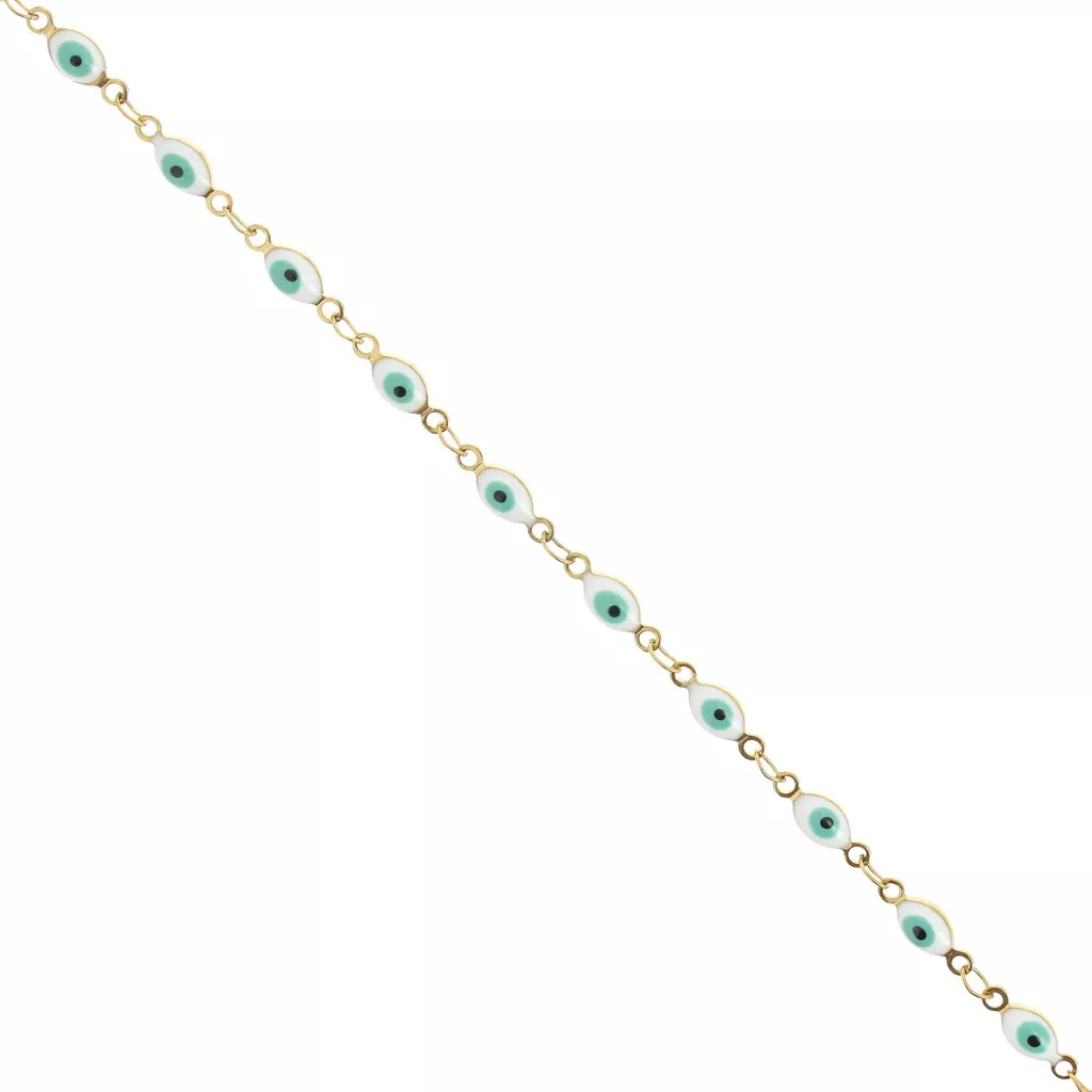 Catena con occhiello in resina 4 mm Acciaio inox dorato - Bianco ...