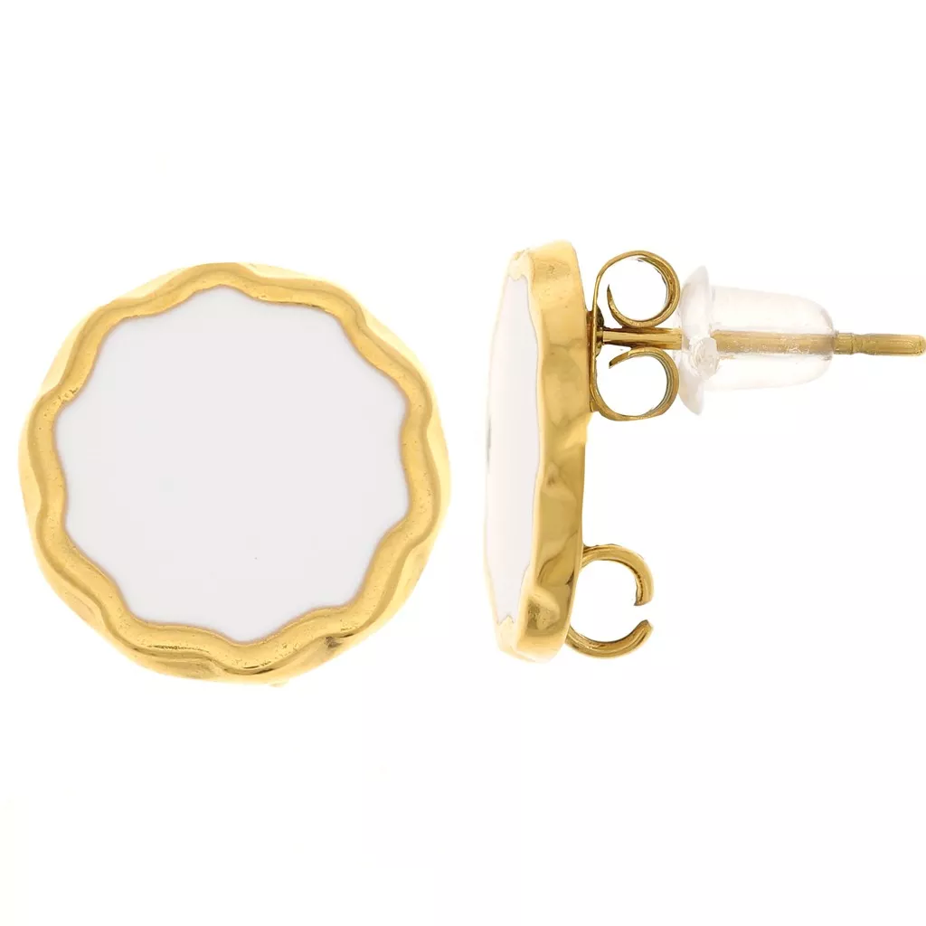 Orecchini tondi da 13 mm in resina epossidica - Acciaio inox304L dorato ...