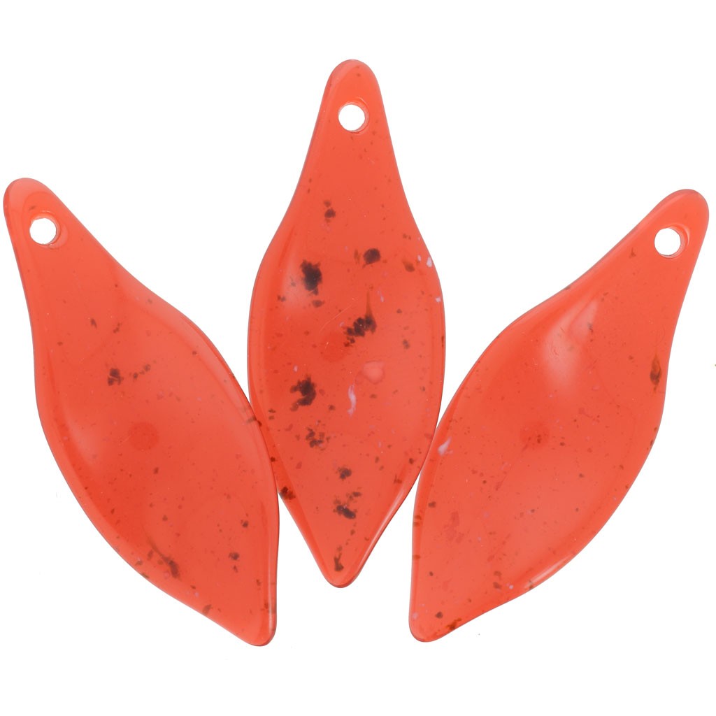 Pendente forma di foglia in acrilico curvo 39,5x15 mm - Granito mattone ...