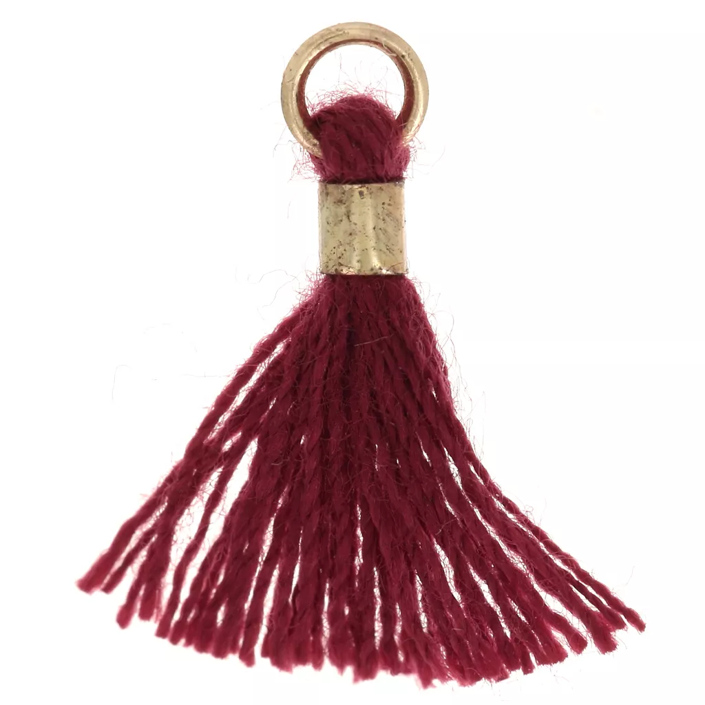 Pompon in finto cotone da 12 mm con anello - Dorato - Bordeaux x1 ...