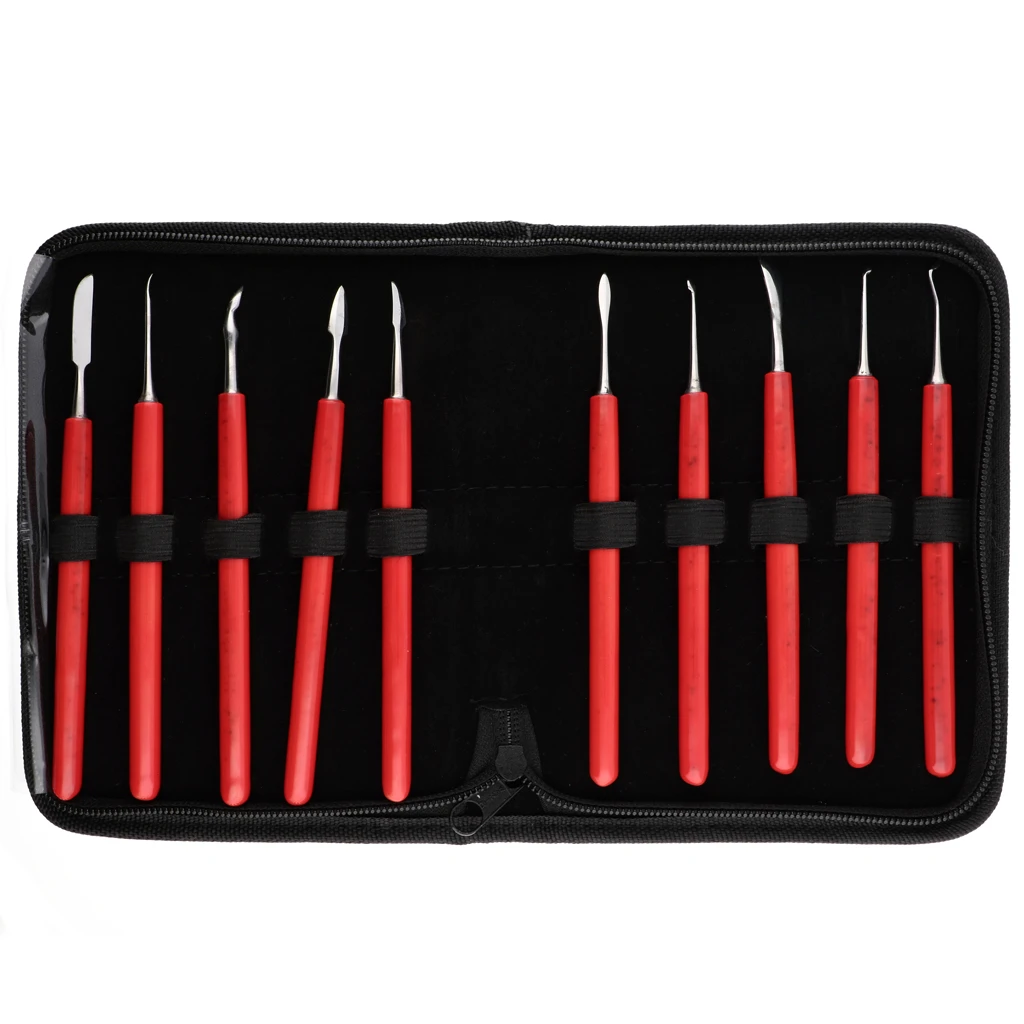 Set di 10 accessori per modellare la pasta polimerica di Perla - Rosso ...