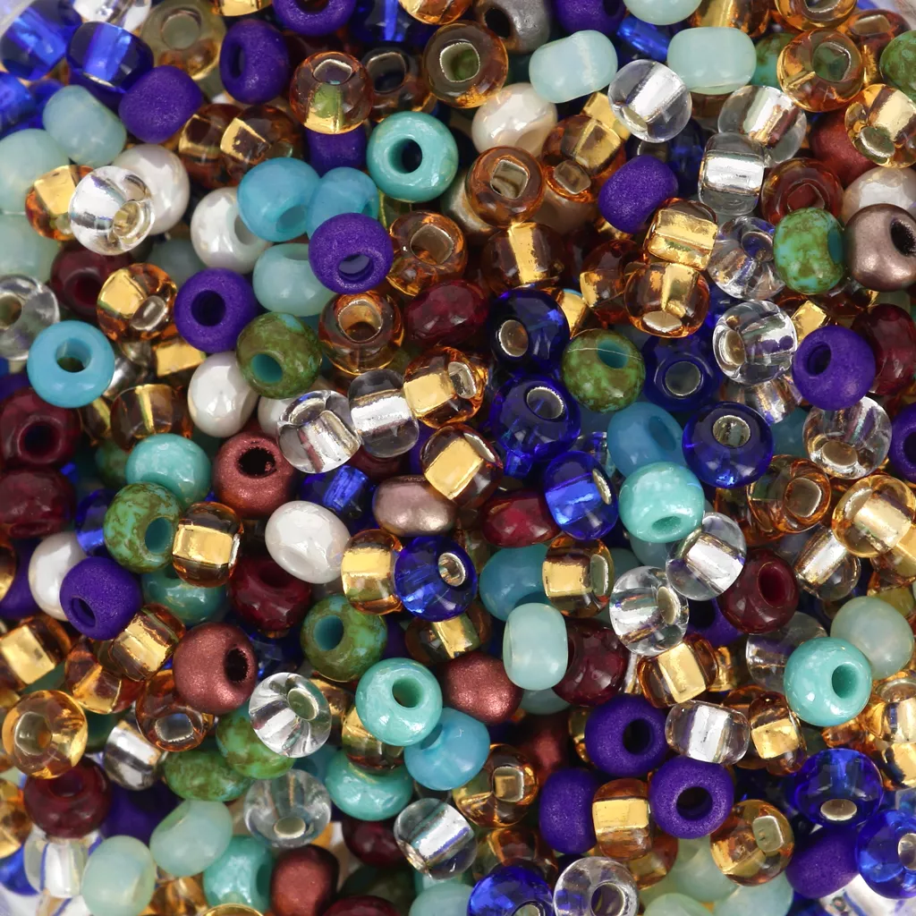 Preciosa Perle di semi 8/0 3 mm - Mix Multi blu - Oro x20g - Perles & Co