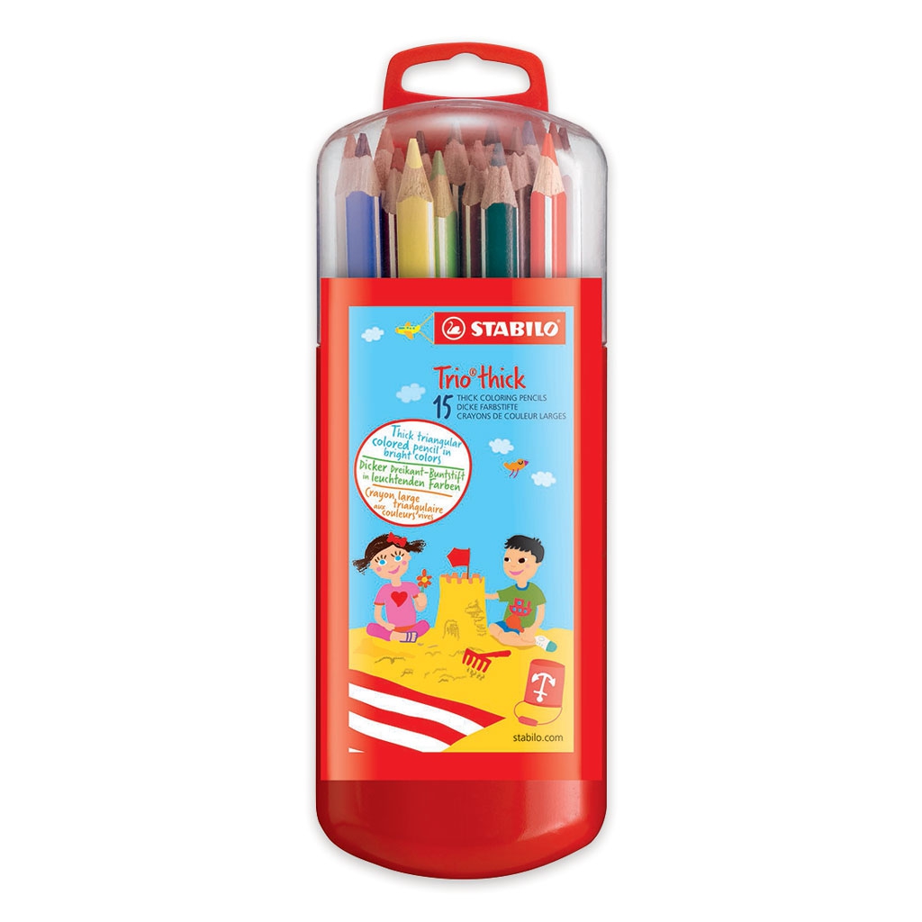 Boîte de 15 crayons de couleur Trio thick STABILO pointe large ...