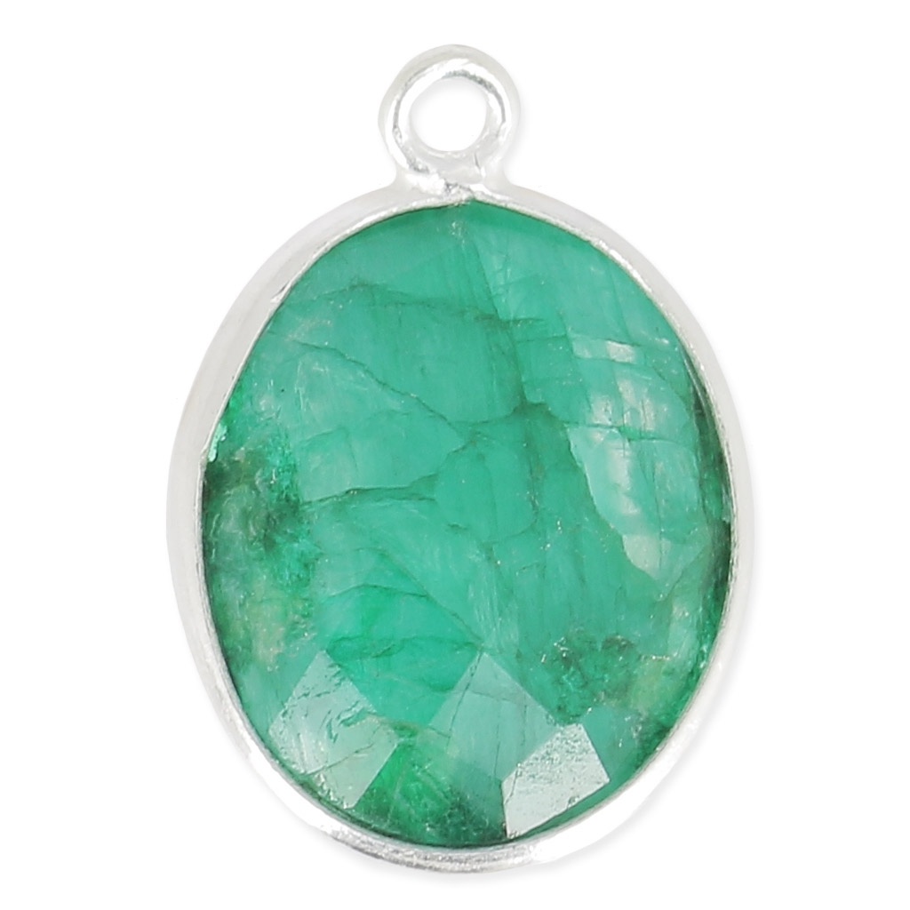 Pendente 11 x 13 mm castone Argento 925 / Dyed Emerald - Perles & Co