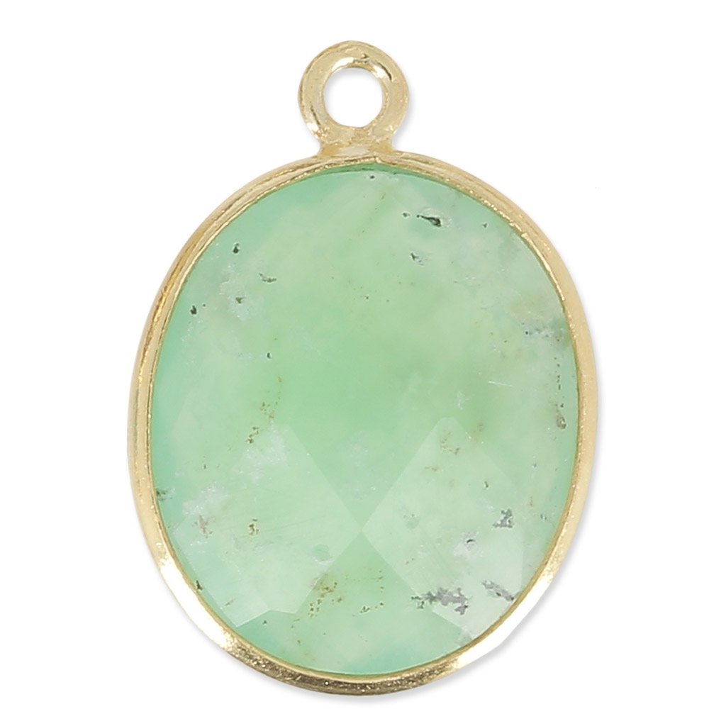 Pendente 11 x 13 mm castone Argento 925 Plaqué Or / Chrysoprase x1 ...